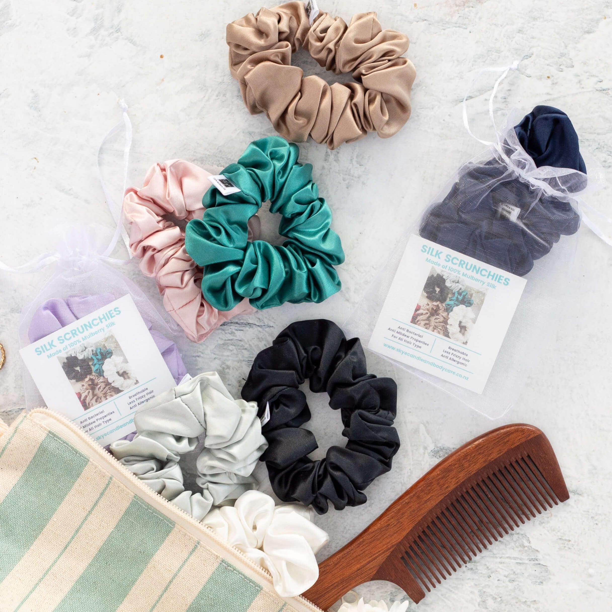 Silk Scrunchies NZ | Mulberry Silk Scrunchie – Skye Candle And Body Care